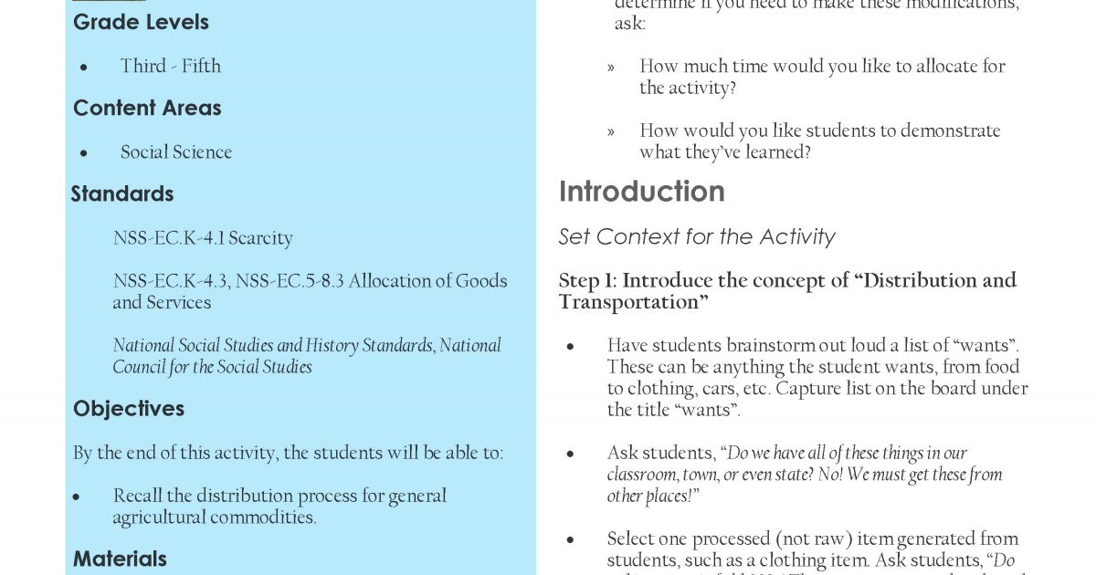 Distribution Relay | Lesson | American Farm Bureau Foundation for ...